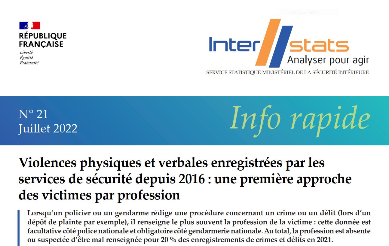 Info rapide n°21 : Violences physiques et verbales enregistrées par les ...